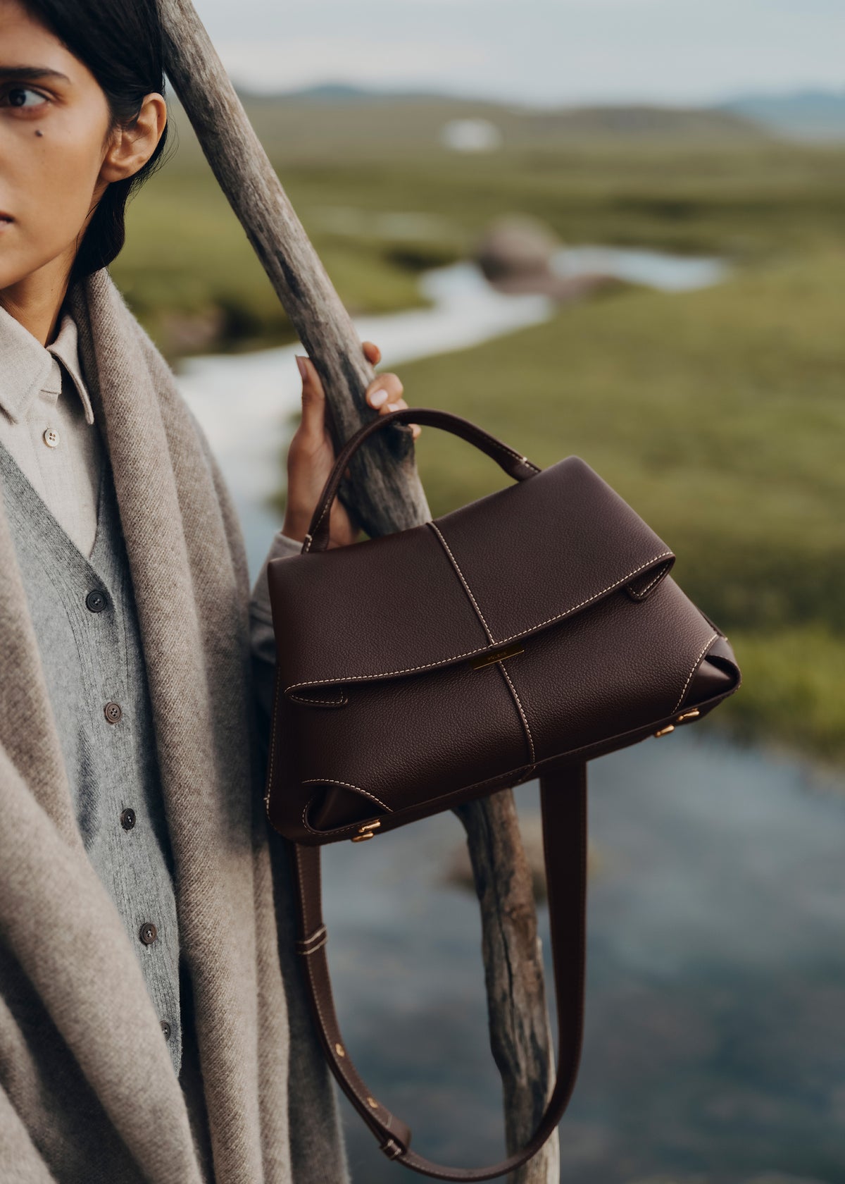 Polène | Sac - Numéro Neuf Mini - Wurzel Genarbtes Leder